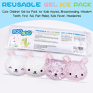 4 PCS Boo Boo Ice Packs, Kids Reusable Gel Ice Pack, Cute Children Gel Ice Pack for Kids Injuries, Kids cute lunch ice pack, Breastfeeding, Wisdom Teeth, Pain Relief, Kids Fever, Headaches(/3.8X3.2in)