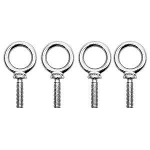 QWORK 3/8"-16 UNC Stainless Steel 316 Eye Bolt, 4 Pack 3/8" x 1-1/4" Marine Grade Machinery Shoulder Eyebolts