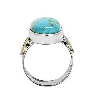 YoTreasure Blue Mohave Turquoise 925 Sterling Silver Brass Bold Ring Jewelry