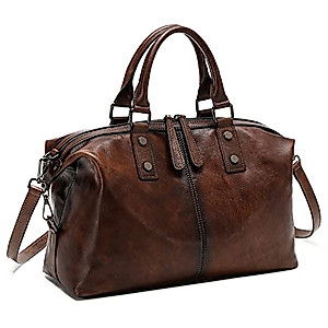 Women Genuine Leather Handbags vintage purses Top Handle Satchel and tote Crossbody Shoulder bags (Vintage Coffee)