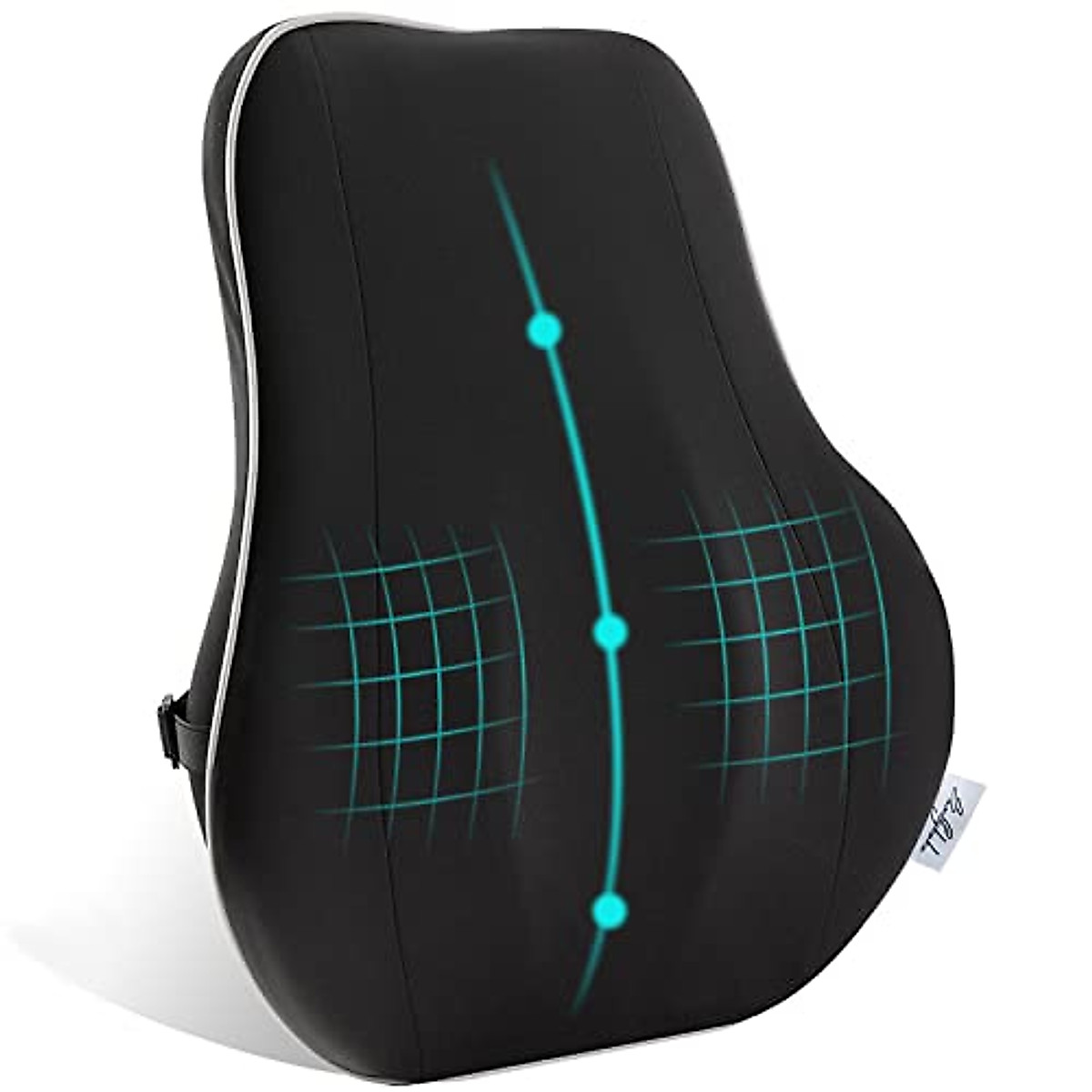 Lumbar Support Pillow,100% Memory Foam ,Breathable 3D Mesh Cover and Adjustable Strap,Orthopedic Backrest and Ergonomic Design for Back Pain Relief,Back Support for Office Chair and Car Seat