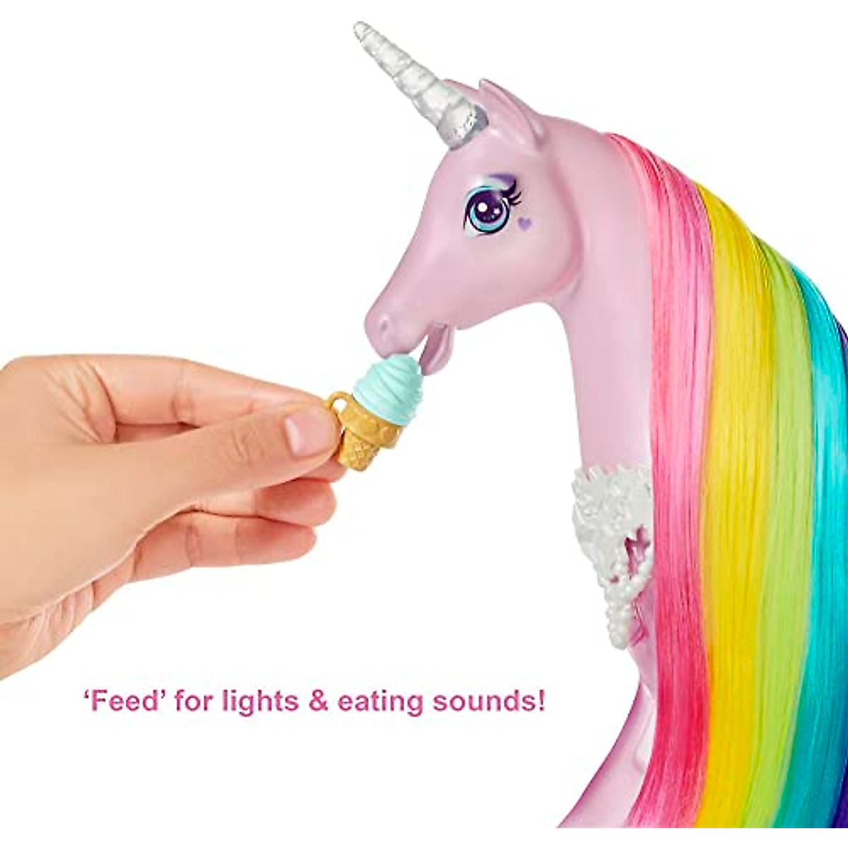 Barbie Dreamtopia Doll & Unicorn Set, Pink-Haired Fashion Doll & Magical Lights Unicorn Toy with Rainbow Mane, Lights & Sounds (Amazon Exclusive)