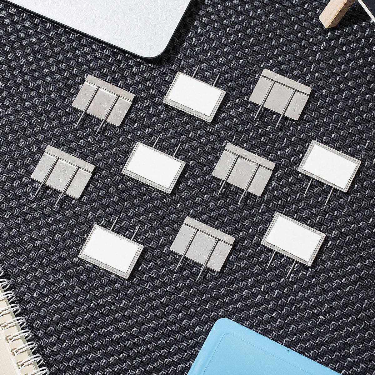 Amylove 20 Pcs Silver Cubicle Pins Partition Long Push Pins Fabric Clips Cubicle Name Plate Holders for Office Furniture Corkboard Fabric Mounting