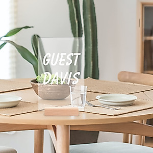 FACATH 12 Pieces Wood Place Card Holders, Wooden Postcard Holder, Signs Table Number Stands Rustic Acrylic Sign Stand for Wedding Party Menu Table Dinner Home Party Events Decoration