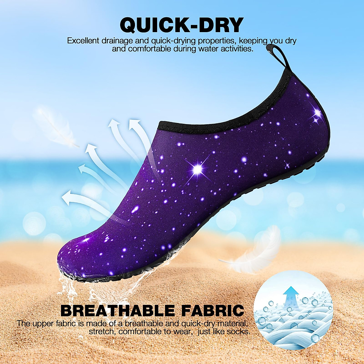 SIMARI Water Shoes for Women Men Aqua Socks Swim Surf Beach Barefoot Yoga Travel Camping Essentials Kayak Boat Accessories Quick-Dry Non Slip Adult Youth SWS002