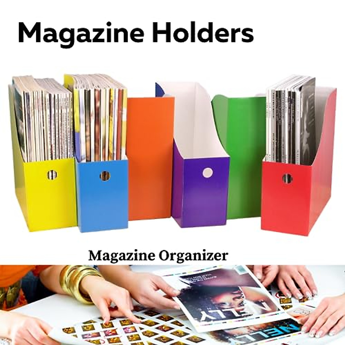 Evelots Magazine File Holder Organizer Box (6, 12, or 24 Pack) Storage for Desk and Shelves Multiple Color Options - Includes Labels for Organization