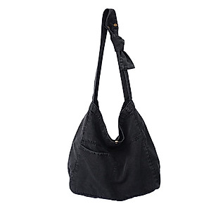 Yohora Denim Shoulder Purse for Women Hobo Large Tote Handbag Casual Retro Jean Shoulder Purse for Work Daily Use