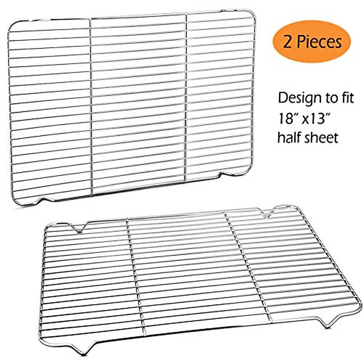 P&P CHEF Baking Rack Cooking Rack Set of 2-16.6''x11.6 Stainless Steel Wire Cooling Drying Roasting Rack, Fits Half Sheet Cookie Pans, Commercial Quality, Oven & Dishwasher Safe