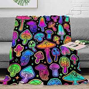 SHUIHAN Mushroom Blanket for Kids Adults Lightweight Flannel Throw Blanket for Sofa Couch Living Room Bed Gift Ultra Soft Summer Blanket, Air Conditioner Blanket (60''x80'')