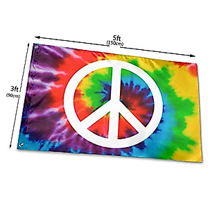 BAIFUMEN Salomao Peace Sign Tie-Dye Flag 3x5 Ft Outdoor Garden Decor Porch Lightweight Flag - Uv Fade Resistant