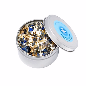 Third Eye Chakra Candle by New Moon Beginnings - Chakra Candles - Dried Flower, Herb, & Crystal Candles - Aromatherapy Candles - Soy Candle - 8oz Tin