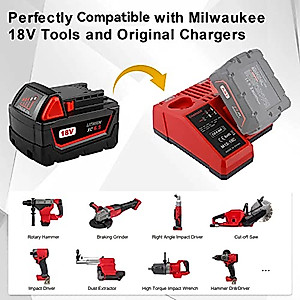 CEENR 2Pack 6500mAh 18V Battery and Charger Replacement for Milwaukee M 18 18 Volt Li-ion Compatible with Milwaukee Baterias Charger Combo 48-11-1840, 48-11-1811, 48-11-1820, 48-11-1822, 48-11-1828