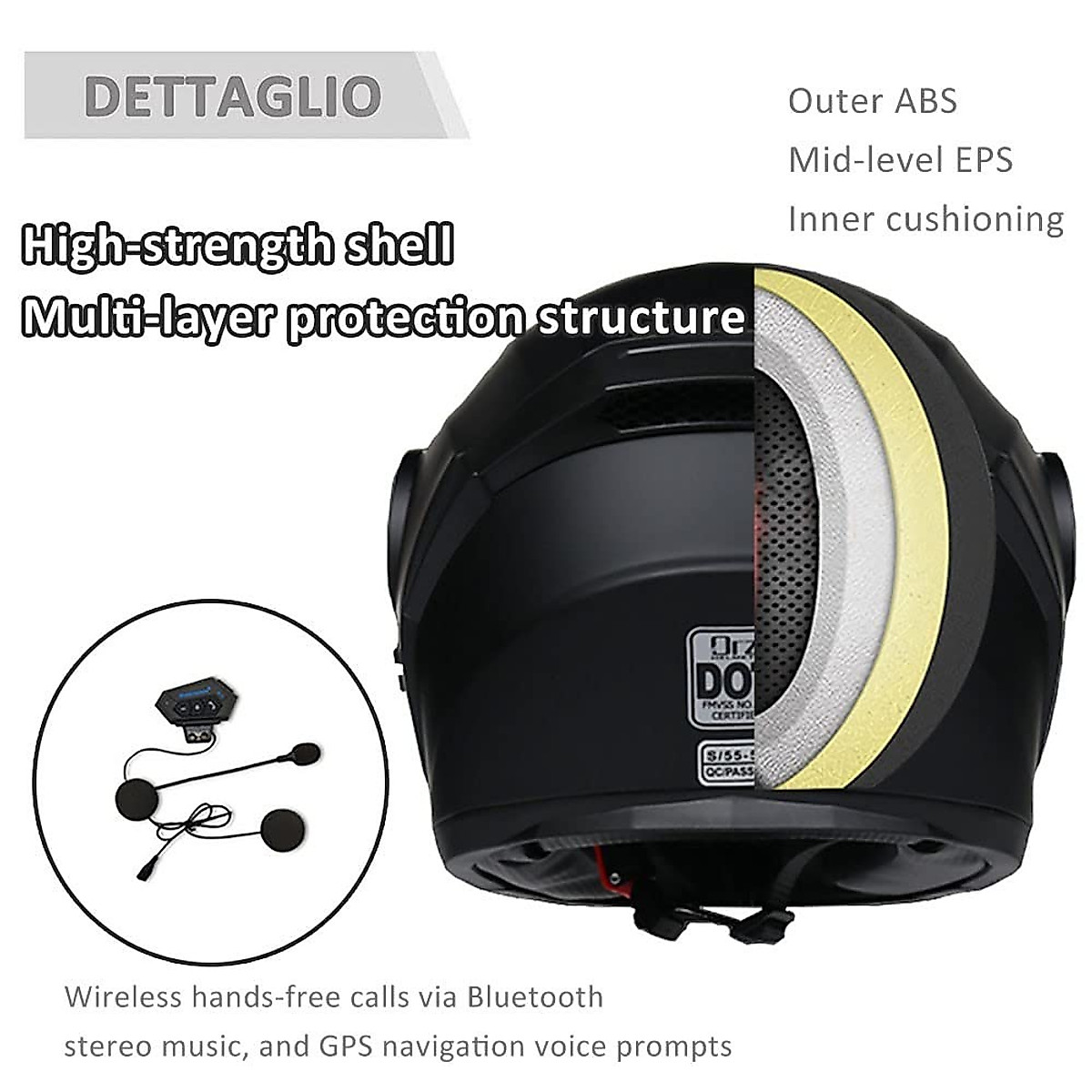 HALYING Bluetooth Modular Motorcycle Helmet DOT/ECE Approved Full Face Flip up Anti-Fog Double Visor Helmet Built-in Dual Speaker with Microphone for Adult Men and Women