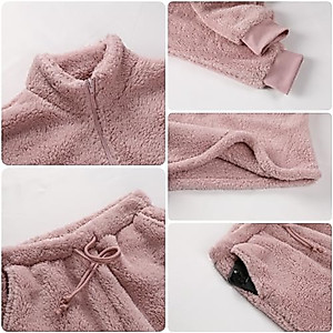 TAQCUX Womens Winter Pajamas Sets Soft Comfy Fleece Pullover Sherpa Pants Fuzzy 2 Piece Pjs Set Cute Warm Loungewear(Mauve-S)