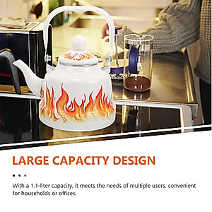 Kichvoe Ceramic Enamel Teapot Tea Kettle for Stovetop 1.1L Porcelain Enameled Teakettle Vintage Tea Pot with Ceramic Cool Handle Teapot for Hot Water No Whistling