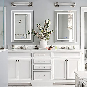 Chende Bathroom Medicine Cabinets with Lights, Stainless Steel Lighted Wall Cabinet with Mirror and Defogger, 20"X28" Bathroom Mirror Cabinet with LED Lights