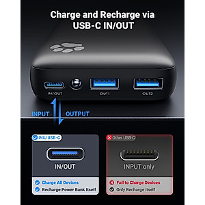 INIU Portable Charger, 22.5W PD QC 20000mAh USB C Power Bank, Fast Charging Battery Pack, 3-Output Phone Charger Compatible with iPhone 15 14 13 12 11 X Samsung S20 S10 Google iPad Tablet