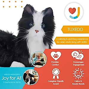 JOY FOR ALL Companion Pet for Seniors - Lifelike Animatronic Cat - Realistic Soft-Touch Fur & Purring - Therapy Stuffed Animal - Toy for Alzheimer's & Dementia - Tuxedo