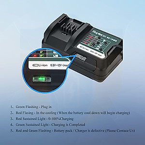 Replacement for Makita Battery 2XBL1041B with Charger DC10WD Compatible with Makita BL1015 BL1016 BL1020B BL1021B BL1040B 10.8V~12V Max 4000mah Li-ion CXT Battery 197394-3 197402-0 197393-5 197396-9