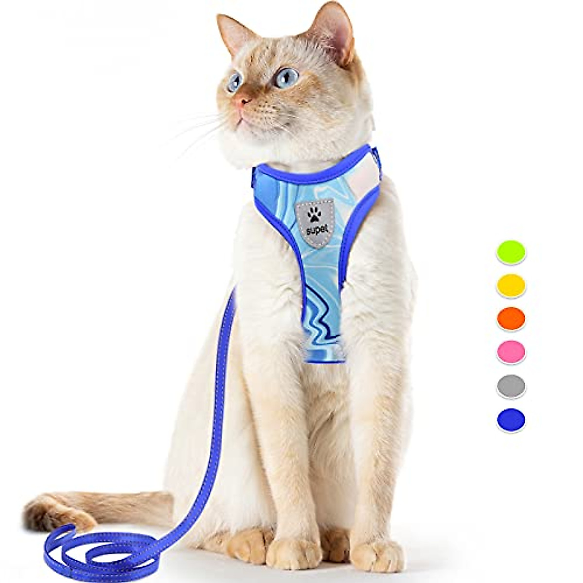 Supet Cat Harness and Leash Set Stylish Escape Proof Cat Vest Harness Adjustable Breathable Pet Harness with Reflective Trim Step-in Cat Leash and Harness for Cats Puppies