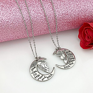 YOUFENG Gifts for Mom I Love You to the Moon and Back Mother Daughter Necklaces Pendant 2pc set Mothers Day Gifts (Mom daughter necklace set)