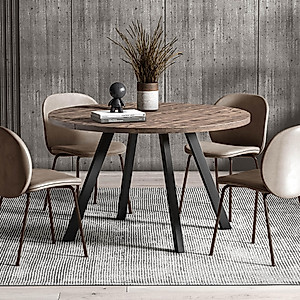 SIMTONAL Round Wood Dining Table for 4-6, 47" Mid Century Modern Kitchen Table (Only Table), Brown