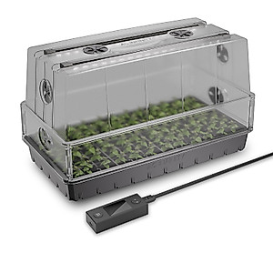 AC Infinity Heavy Duty 3mm Thick Humidity Dome with Height Extension, Germination Kit with LED Grow Light Bars, Sturdy Drip Tray, 6x12 Cell Tray for Indoor Gardening, Seed Starting, Cloning Plants