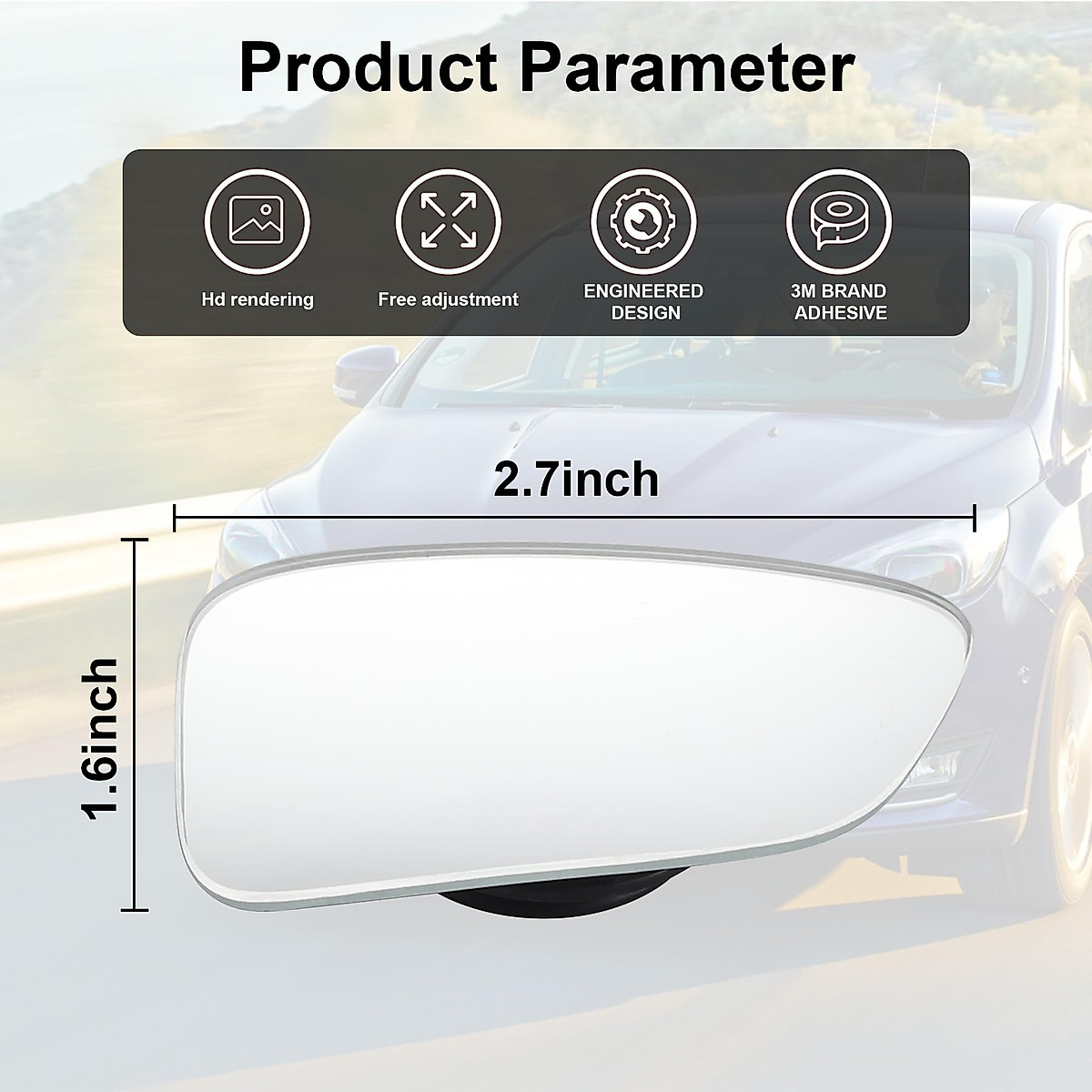 LivTee Blind Spot Car Mirror, HD Glass Frameless Convex Side Mirror Blindspot, Wide Angle Rear View Car Mirrors for Cars SUV Trucks and RVs - Car Accessories