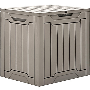 YITAHOME 31 Gallon Outdoor Storage Box, Resin Deck Box and Waterproof Package Delivery Box for Gardening Tools, Pool Supplies, Patio Furniture, Lockable, Taupe