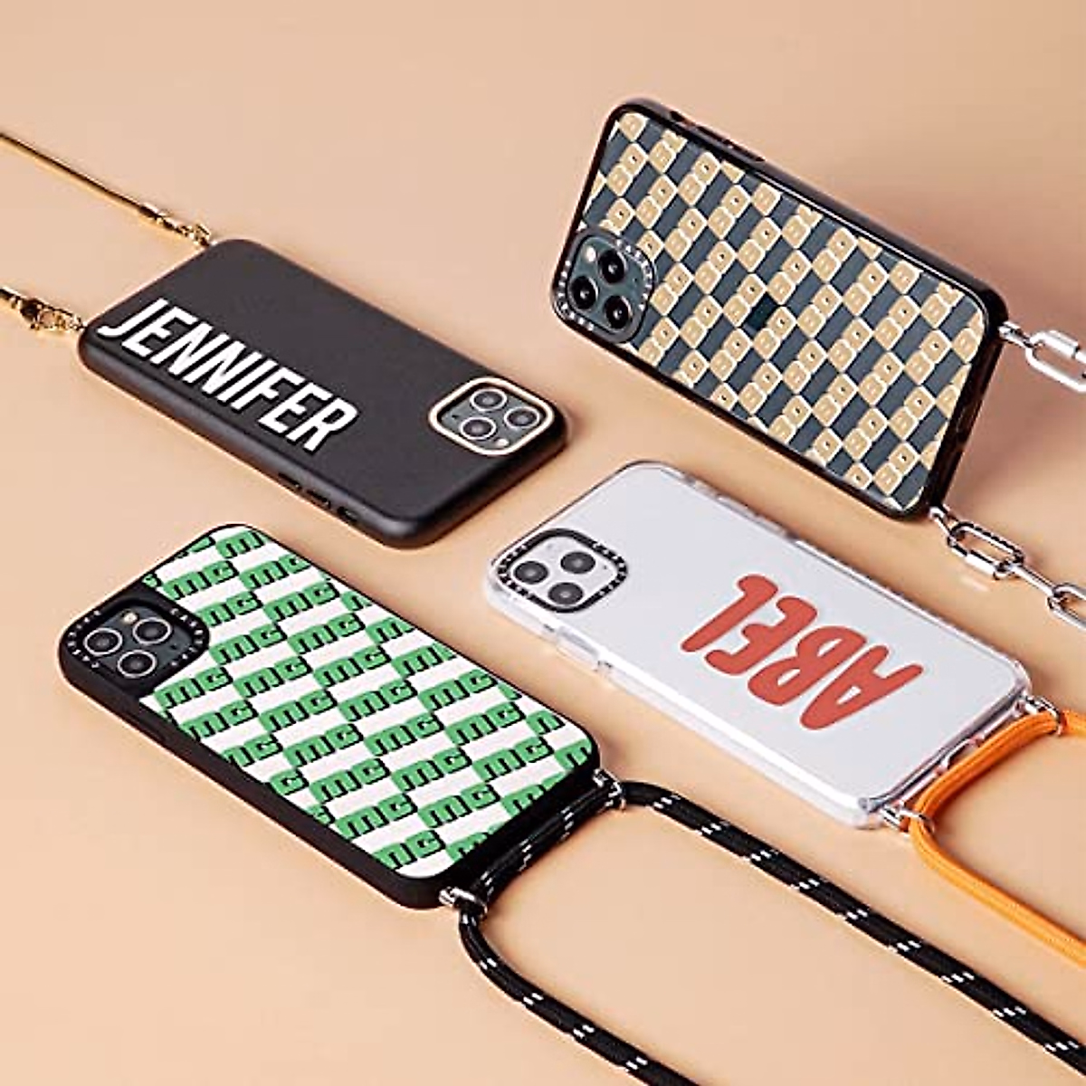 CASETiFY Impact Crossbody Sling Case for iPhone 11 - White Butterfly - White w/Black Dots String