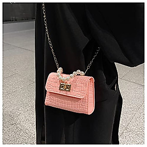 Vanknono Women’s Mini Crossbody Bags Crocodile Pattern Clutch Purse, Trendy Cute Purse Mini Purse for Women Girls, Pink