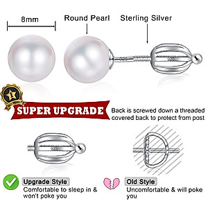 LUCKMORA Screw Back Earrings for Women Sterling Silver Hypoallergenic 6mm Cubic Zirconia Earrings Studs Faux Diamond 18k White Gold Plated (CZ-white)