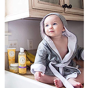 Burt's Bees Baby - Bathrobe, Infant Hooded Robe, Absorbent Knit Terry, 100% Organic Cotton, 0-9 Months (Heather Grey)