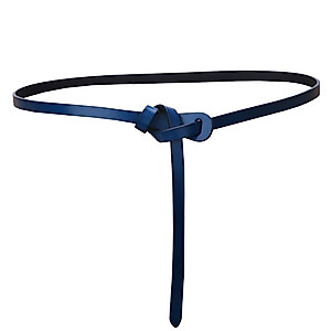 shengweiao Women's Adjustable Leather Belts Fashion Skinny Waist Strap (Small, Blue)