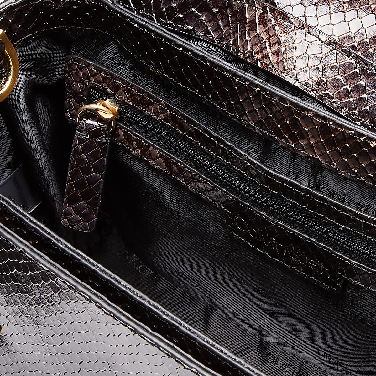 Calvin Klein Fern Top Handle Crossbody, Black Python