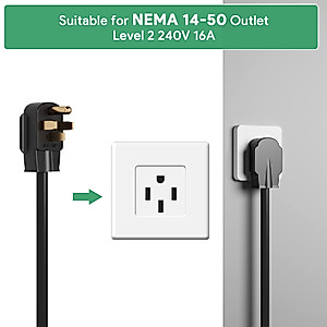 MEGEAR Skysword Level 2 EV Charger, 240V 16A 25FT Portable EVSE, NEMA 14-50 Plug Electric Vehicle Charging Station