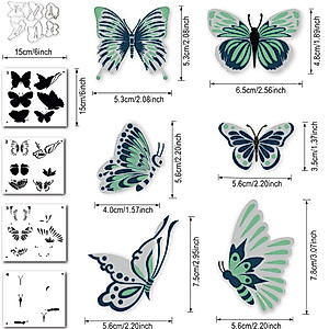Alinacutle Layering Butterfly Stencil with Metal Die Cuts Dies Plastic Stencils Painting Stencils Template for Card Making DIY Painting on Wood Wall Furniture Decor