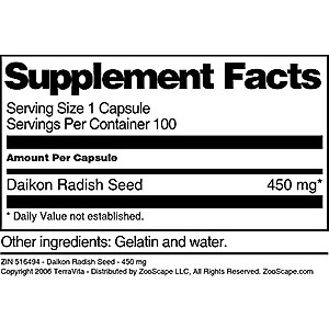 Terravita Daikon Radish Seed - 450 mg (100 Capsules, ZIN: 516494) - 3 Pack