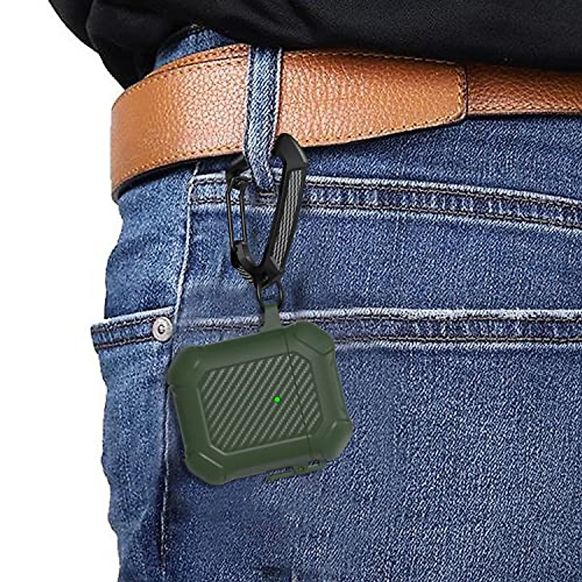 Maxjoy for AirPods 2 Case Cover, Airpods Protective Case with Lock Gen 2 Hard Shell Rugged Shockproof Cover with Keychain Compatible with Apple Airpods2 Airpods 1 Generation, Army Green