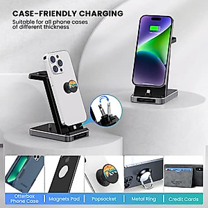 Charging Station for Multiple Devices Apple - 3 in 1 Fast Charging Station Dock for iPhone 14 Pro Max/13/12/11/X/8 Plus, Fast Wireless Charger Desk Stand for Apple iWatch 7/6/5/SE/4/3/2 with Adapter