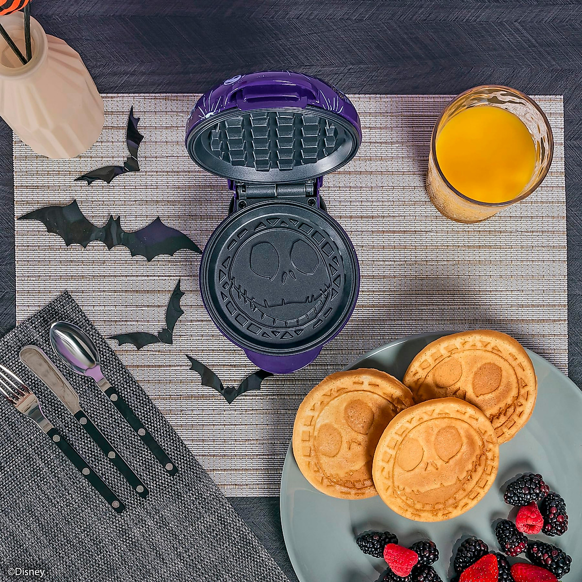 Uncanny Brands Nightmare Before Christmas Jack Skellington Mini Waffle Maker - Small Kitchen Appliance