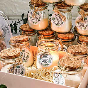 Threlaco 20 Pcs Baby Shower Favors Party Candle Lavender Scented Jars Candle Bulk Glass Mason Jar Candles Wax Candle for Guests Gender Reveal Party Gifts(Leaf)