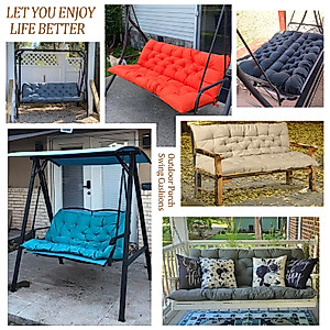 Hsohriif Swing Cushions 2-3 Seater Replacement 60 inch x 40, Outdoor Thicken 4" Porch Swing Cushions, Waterproof Bench Cushion with Backrest, Backyard Garden Furniture Porch Swing Cushions, Cyan
