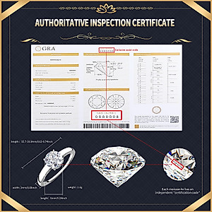 JINAO 925 Sterling Silver Moissanite Ring 1Carat 6.5mm (D) Colorless Diamond Engagement Eternity Bands Ring Micro pave double-row cubic zirconia Moissanite Ring for Women Wedding Engagement Rings（Glossy Gold, 5）