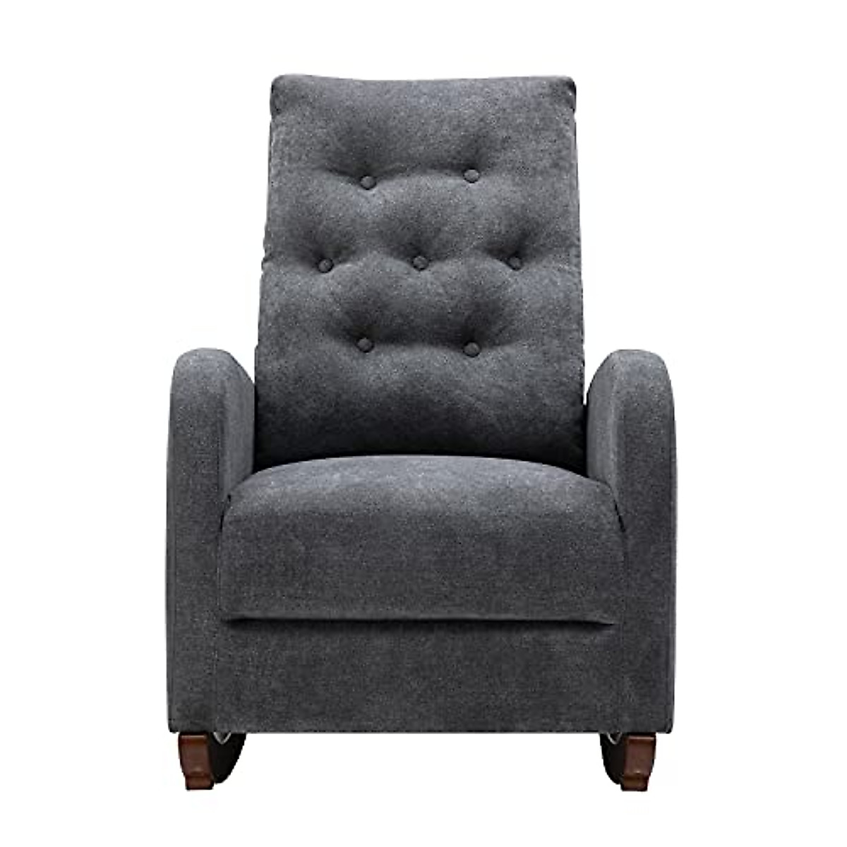Rocking Chair Glider Chair for Nursery Comfortable Rocker Fabric Padded Seat with Side Pocket Upholstered Rocking Chairs with High Back for Living Room Baby Kids Room Bedroom (Dark Grey)