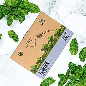 Natural Dental Floss Picks (100 Count) - Vegan, Eco Friendly, Sustainable Dental Flossers - Twin Floss (Mint)