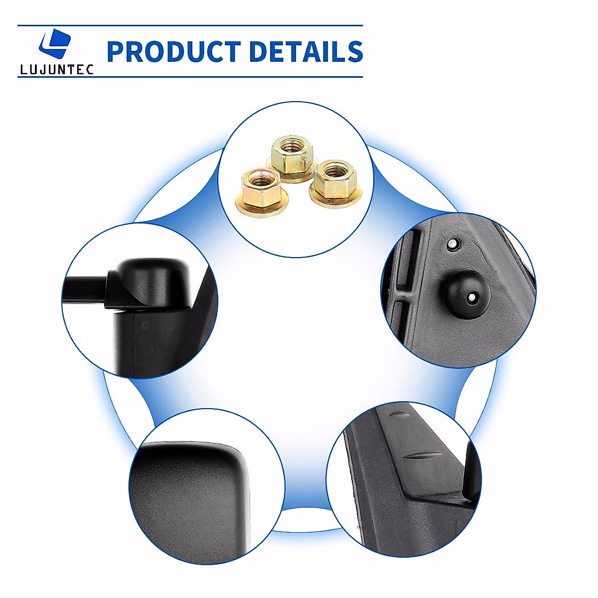 LUJUNTEC Tow Mirrors Replacement fit for 2008-2013 For Chevy For Silverado For GMC For Sierra 1500/2500 HD/3500 Pickup Towing Mirrors Driver Left and Passenger Right Side Manual No Heated Black