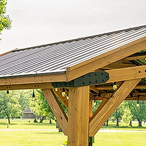 Backyard Discovery Norwood 14x12 All Cedar Wood Gazebo,Thermal Insulated Steel Roof, Durable, Supports Snow Loads and Wind Speed, Rot Resistant, Backyard, Deck, Garden, Patio