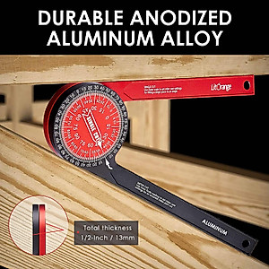 Litorange Aluminum Miter Saw Protractor Plus | 8.7-Inch Angle Finder Featuring Precision Laser Engraved Scales for Inside Outside Corner, Carpenters， Plumbers and All Building Trades, Two-color Design