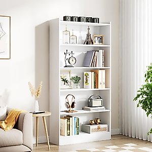 Tribesigns 6-Tier Tall Bookcase, 71 Inches Bookshelves and Bookcases, Floor Standing 5 Shelf Library Bookcase for Home Office, Living Room, Bedroom